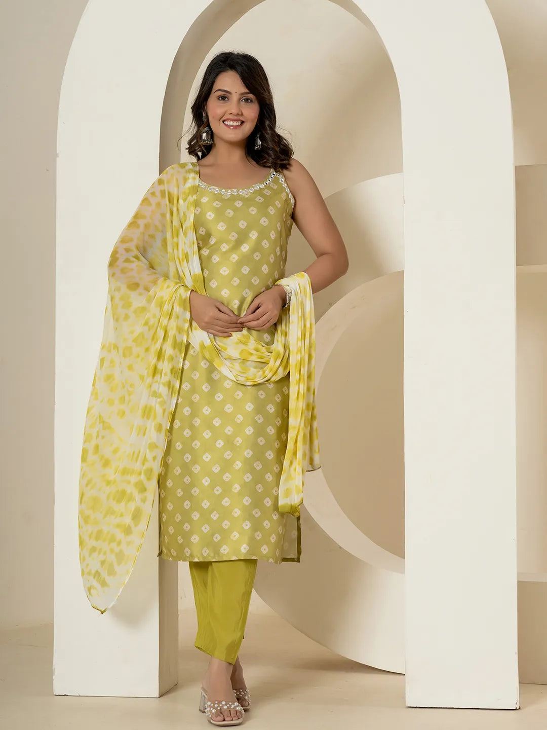Green Silk Kurta Dupatta Pant Set – Yufta Store